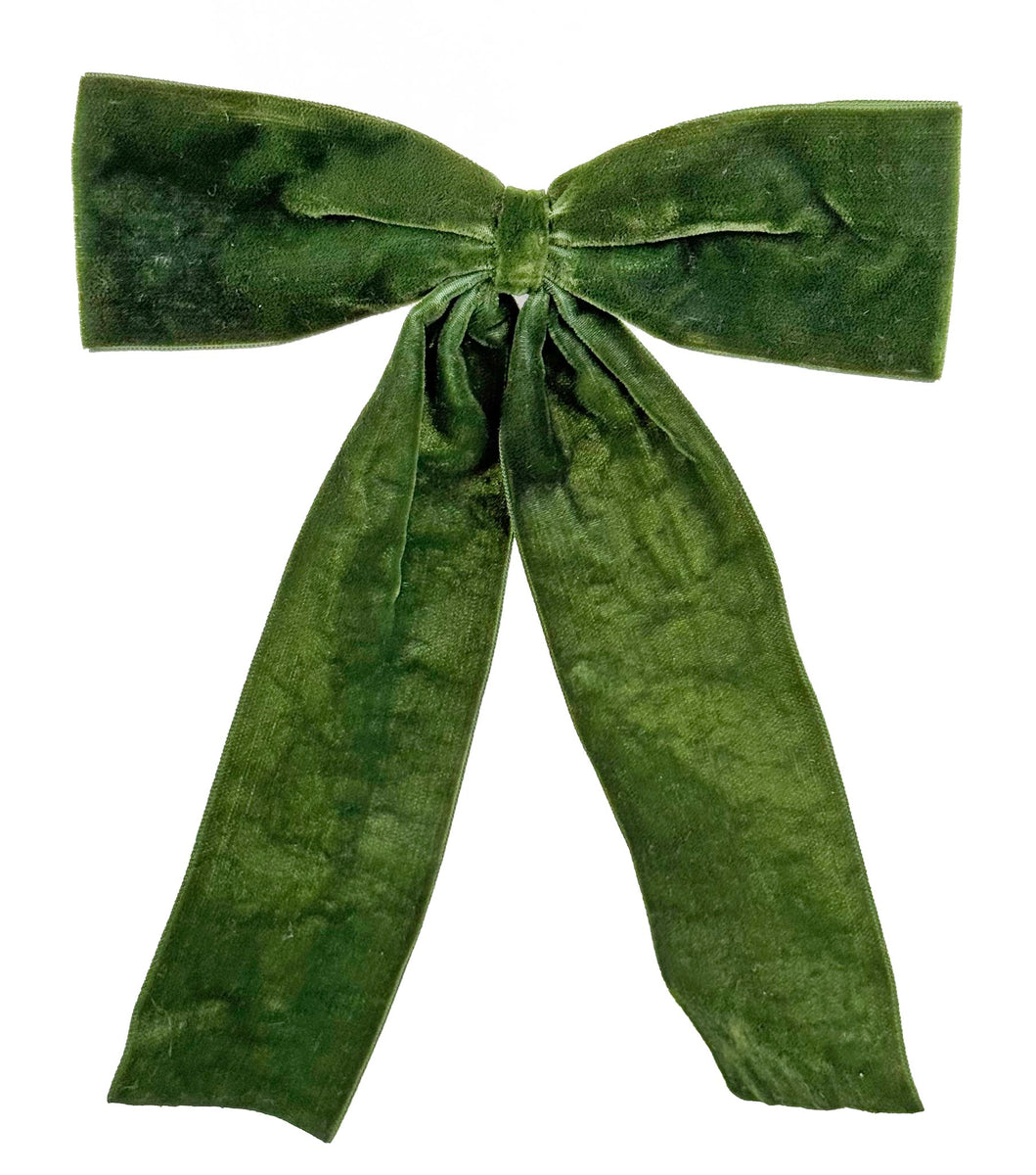 GREEN VELVET BOW WITH CLIP – Flanagan & Harhen